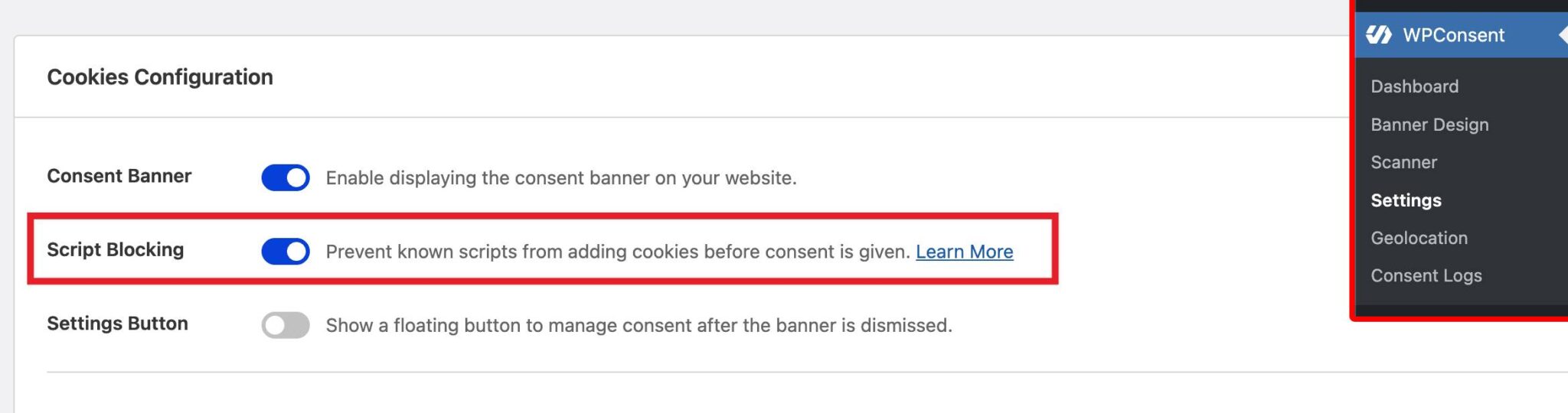 Automatic Script Blocking in WPConsent - WPConsent